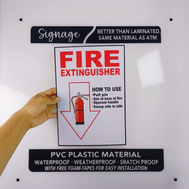 SIGNAGE - FIRE EXTINGUISHER DOWN ARROW - RED - PVC PLASTIC MATERIAL ...