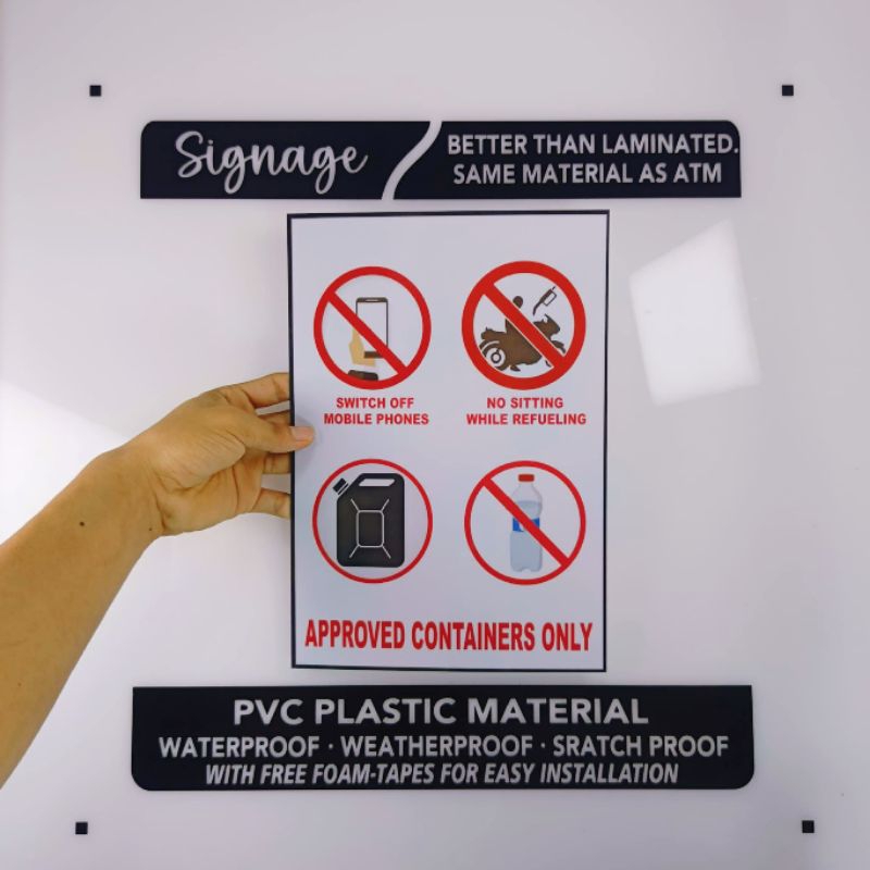 SIGNAGE - GASOLINE STATION SIGNAGE - SAFETY SIGNAGE - PVC PLASTIC ...