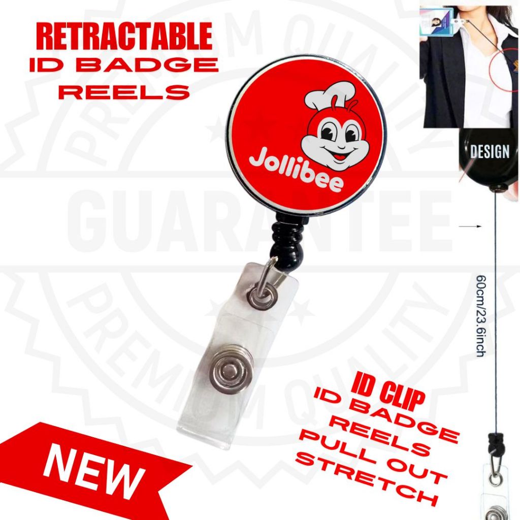 New Jollibee Id clip Retractable id badge reels Name tag Holder ...