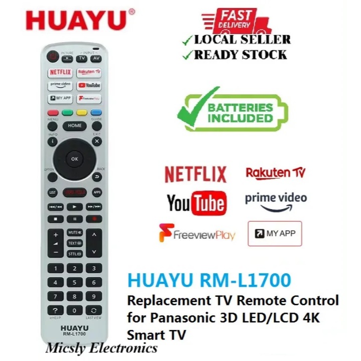 HUAYU RM-L1700 Universal smart tv remote control for Panasonic 3D LED LCD 4K TV With NETFLIX ...