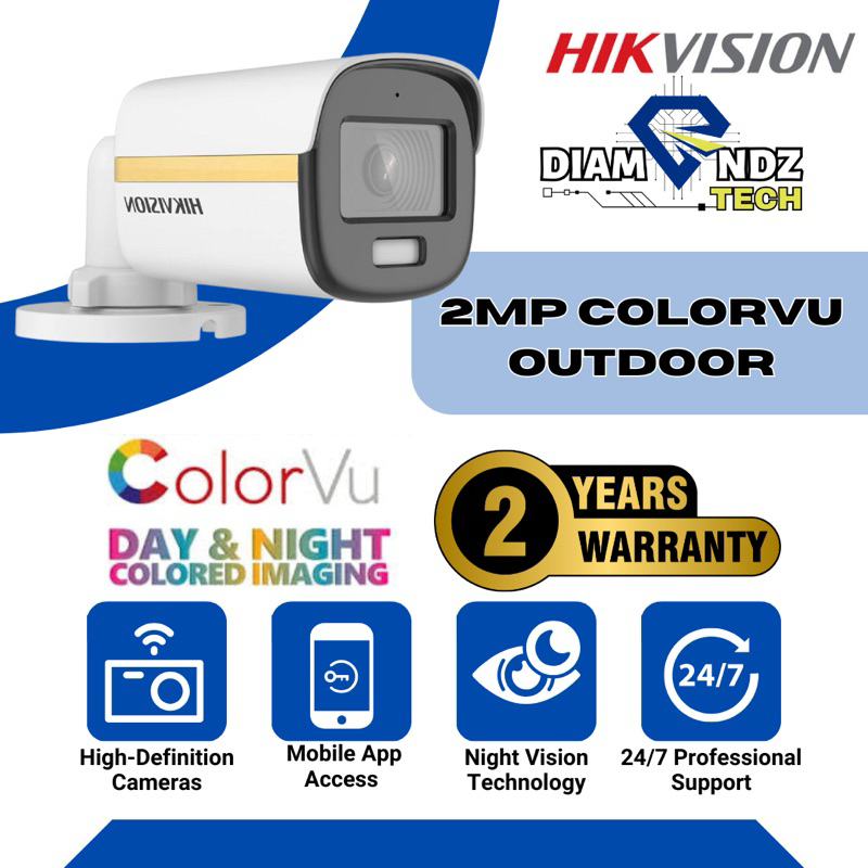HIKVISION ColorVu 2MP Bullet Outdoor (DS-2CE10DF3T-PF) 2.8mm Lens ...