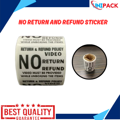 NO VIDEO NO RETURN NO REFUND Thermal Packaging Sticker Label (50 , 100 ...