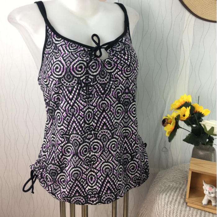 SW Ladies Swimwear Wave Zone Padded Tankini Top Bow Knot Chest And Side ...