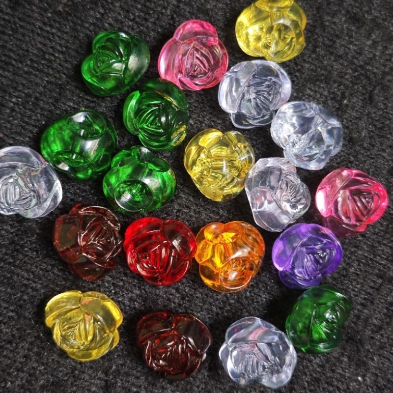 40 PCS ASSORTED ACRYLIC ROSE BEADS | Shopee Philippines