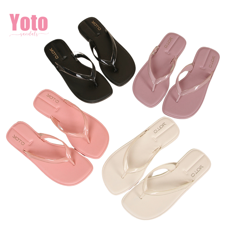 YOTO New Women's Flip-Flops Flat Non-Slip Women's Beach Leisure Color ...