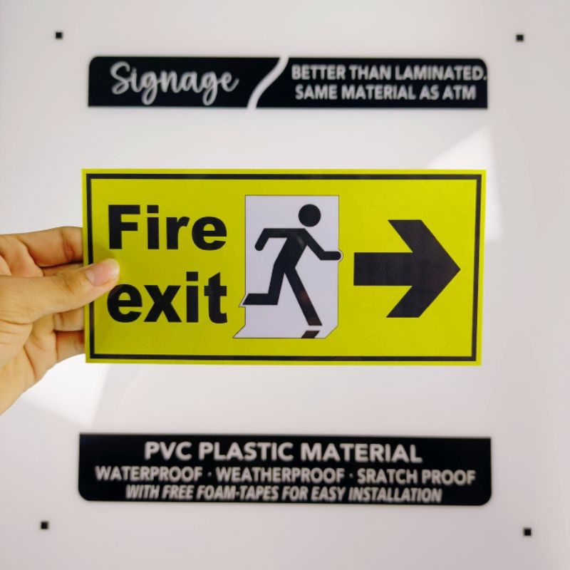 SIGNAGE - FIRE EXIT - RIGHT ARROW - YELLOW - PVC PLASTIC MATERIAL ...