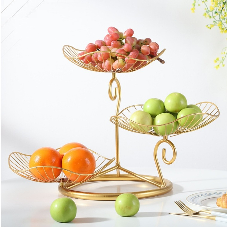 3-Tier Fruit Basket Stand Decorative Iron Fruit Bowl Metal Wire Fruit ...