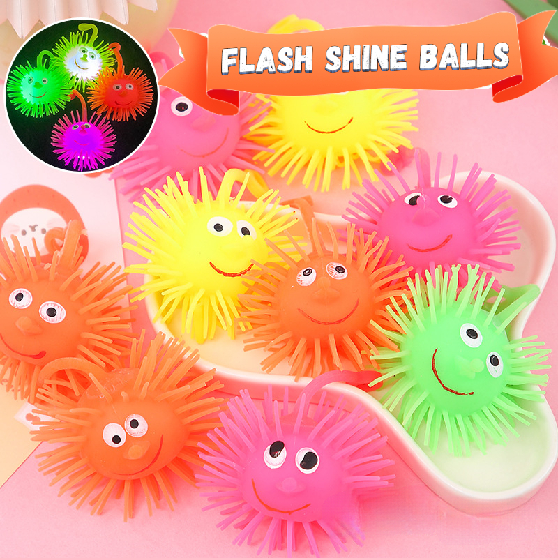 Puffer Ball Squishy Toys wtih Lights Flashing Hairy balls with Lights ...