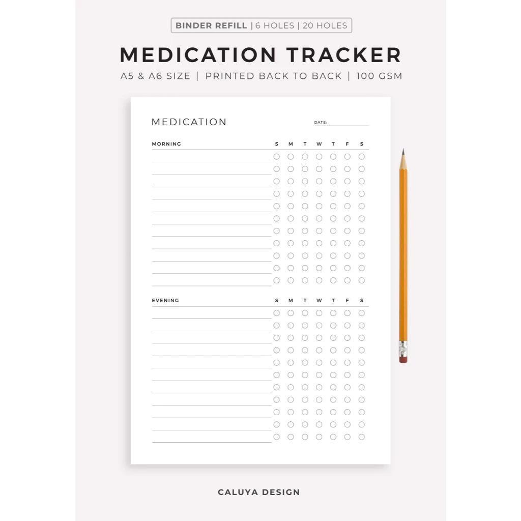 A5 / A6 Binder Refill, Daily Medication Tracker, Medication Planner ...