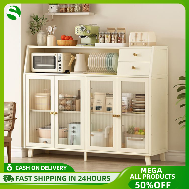 Kitchen Cabinet Bamboo Display cabinet sideboards with drawer Microwave ...