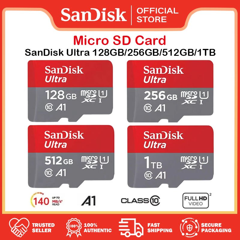 SanDisk Ultra microSD A1 series UHS-I Card ~ 128GB 256GB 512GB 1TB ...