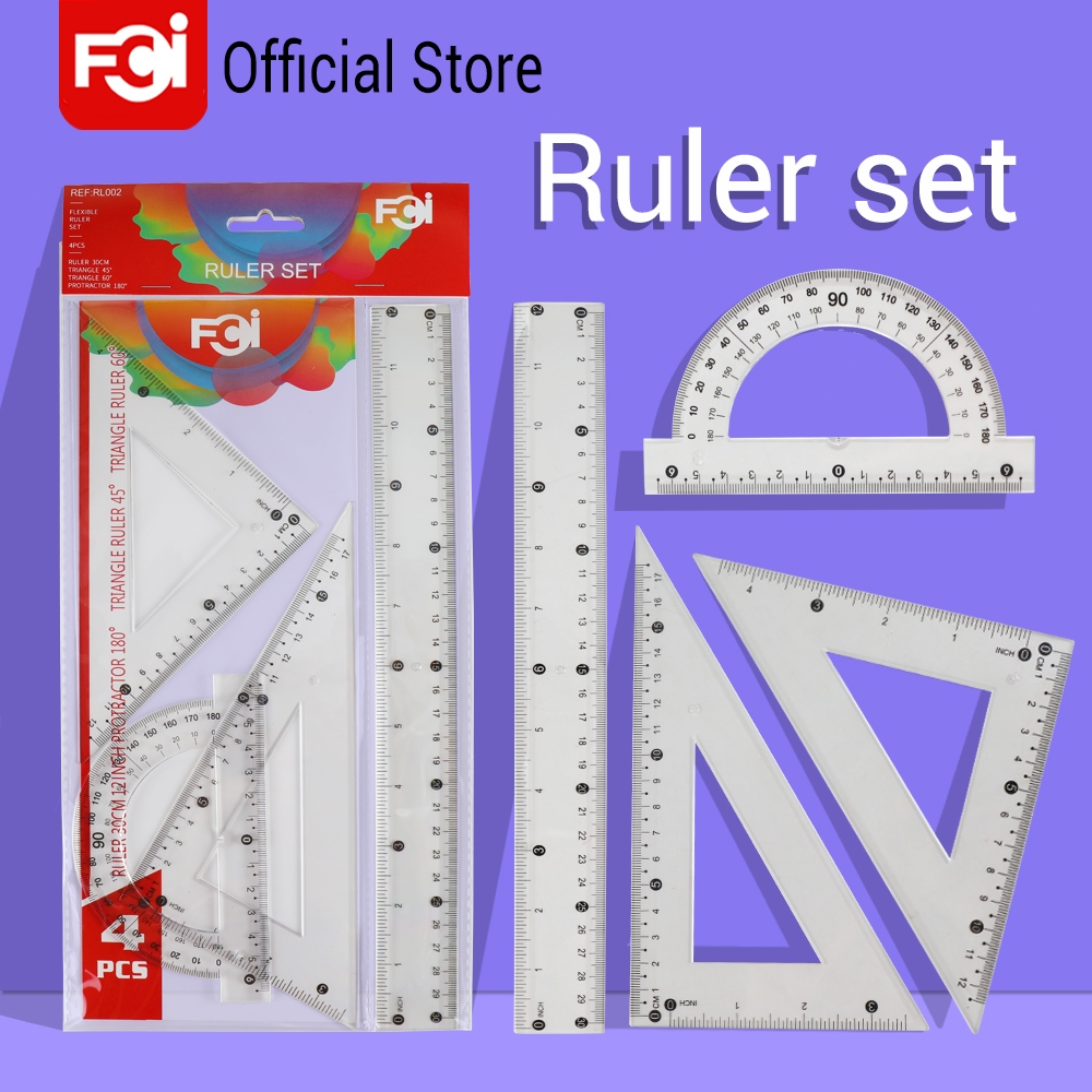 FCI Transparent Ruler Set Measuremet Ruler for School Sold Per Set ...