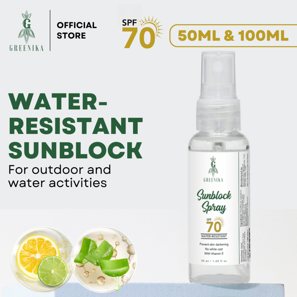 [ WATER-RESISTANT SPF 70 ] 50ML Greenika Sunblock Spray For Face And ...