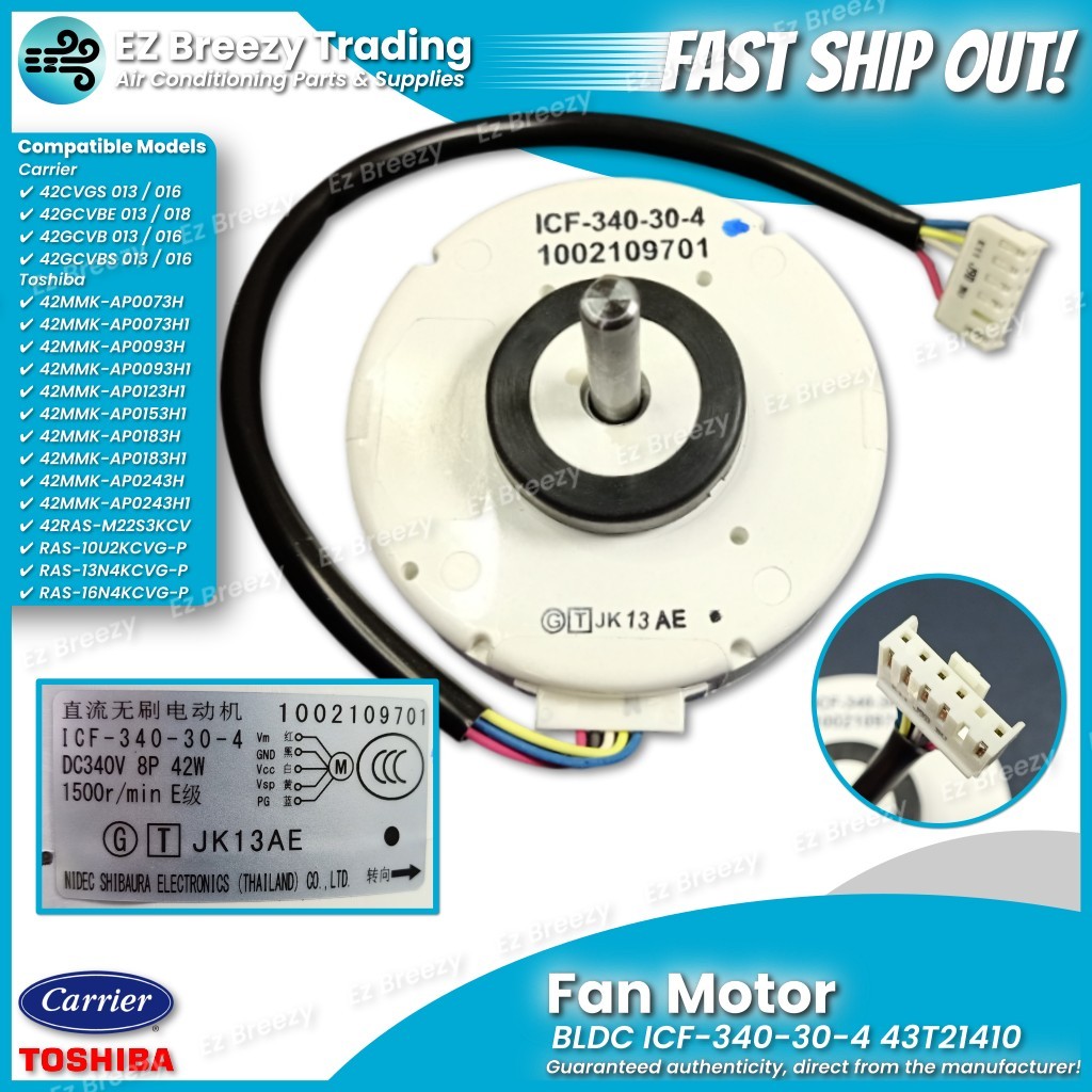 Fan Motor BLDC ICF-340-30-4 43T21410 for Split Type Inverter Air ...