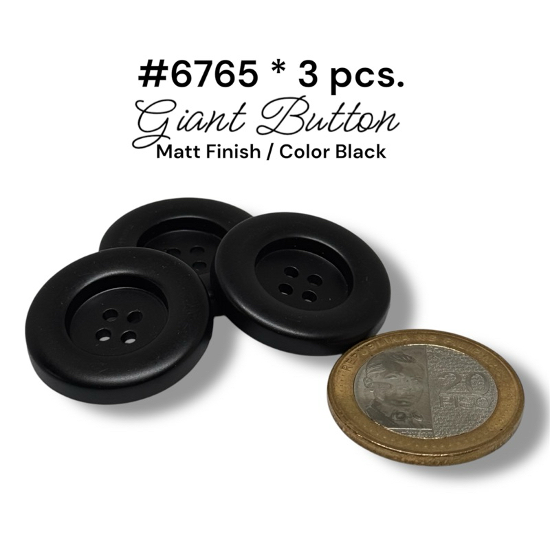 Giant Button #6765 | 3pcs. Black Big Buttons 30mm DIY Craft Sewing by ...