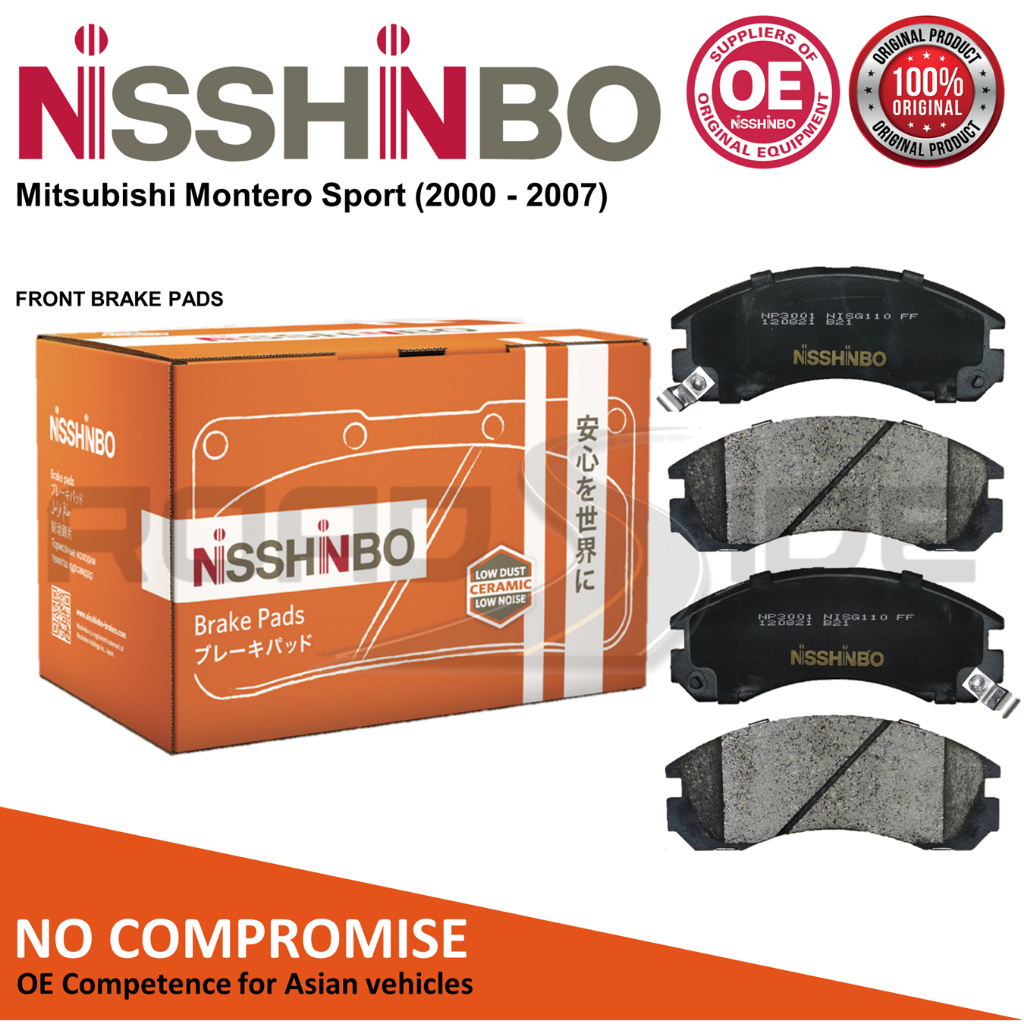 NISSHINBO Front Brake Pads with SHIMS for Mitsubishi Montero Sport ...