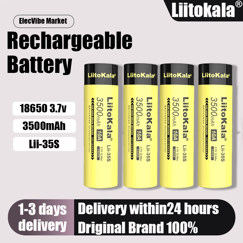 Liitokala Lii-35S Rechargeable Battery 18650 3500mAh 3.7V 10A Discharge ...
