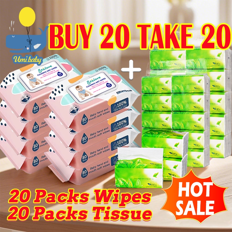 New 40Pcs Baby Wipes and Tissue Bundle Combo Unscented Baby Wipes 10 ...