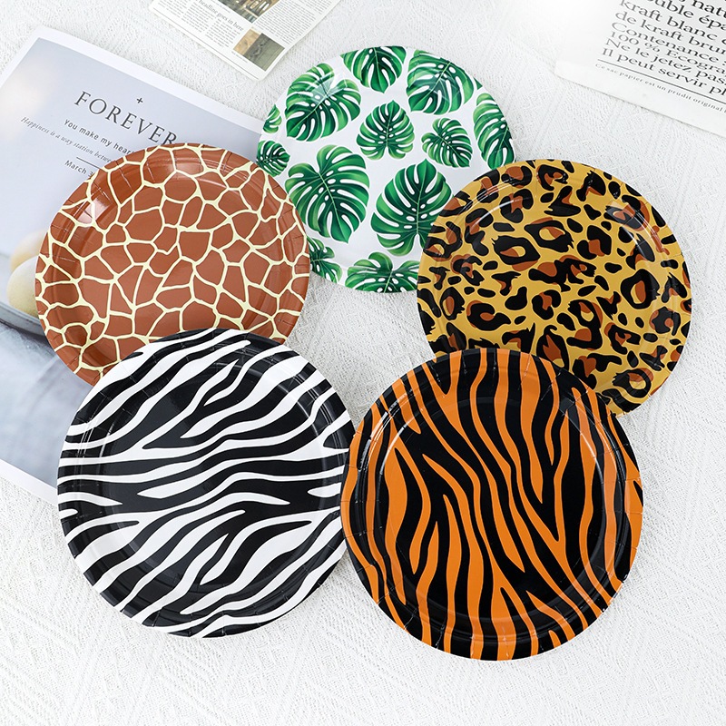 10pcs 7" Disposable Creative Striped Paper Plates - Colorful Party ...