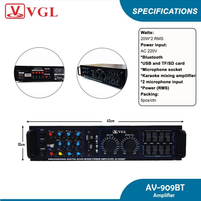 VGL BLUETOOTH AMPLIFIER ( AV 909BT ) | Shopee Philippines