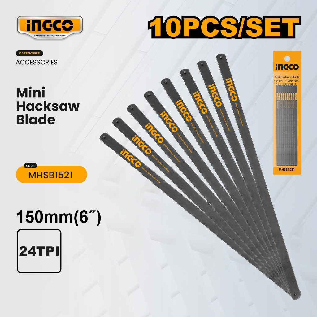 Ingco 6-Inch Mini Hacksaw Blade suitable for MHHF1503 10Pcs/Set ...