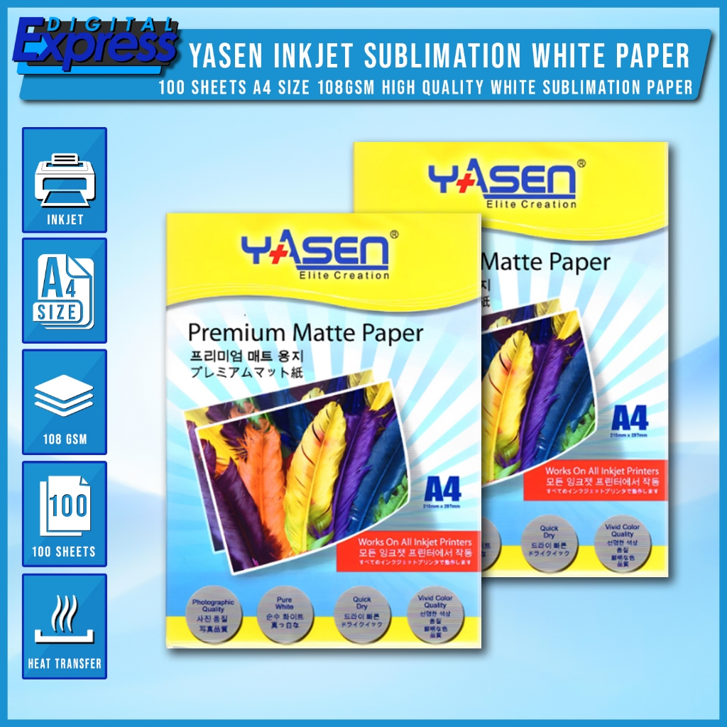 Yasen A4 Premium Matte Paper 108gsm for Ceramics 100 Sheets | Shopee ...
