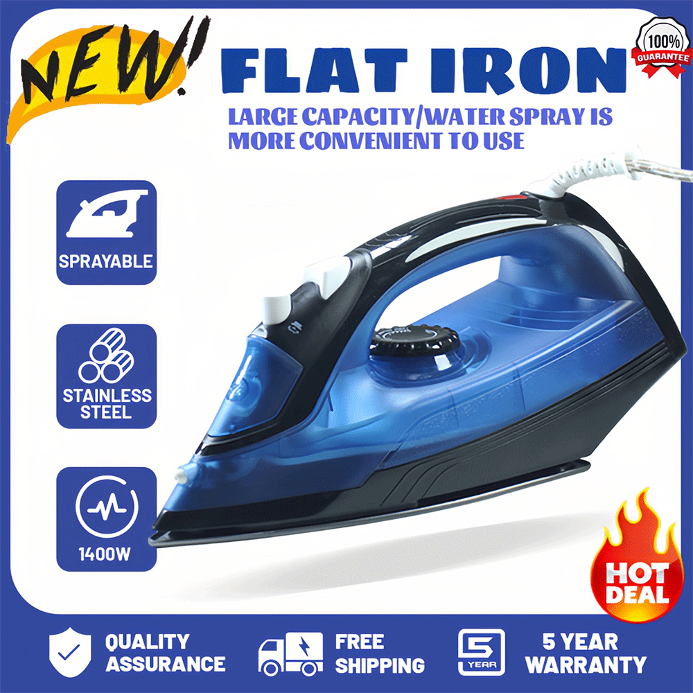 Electric Steam Iron Non-stick Soleplate Auto Shutoff Dry Spray Iron ...