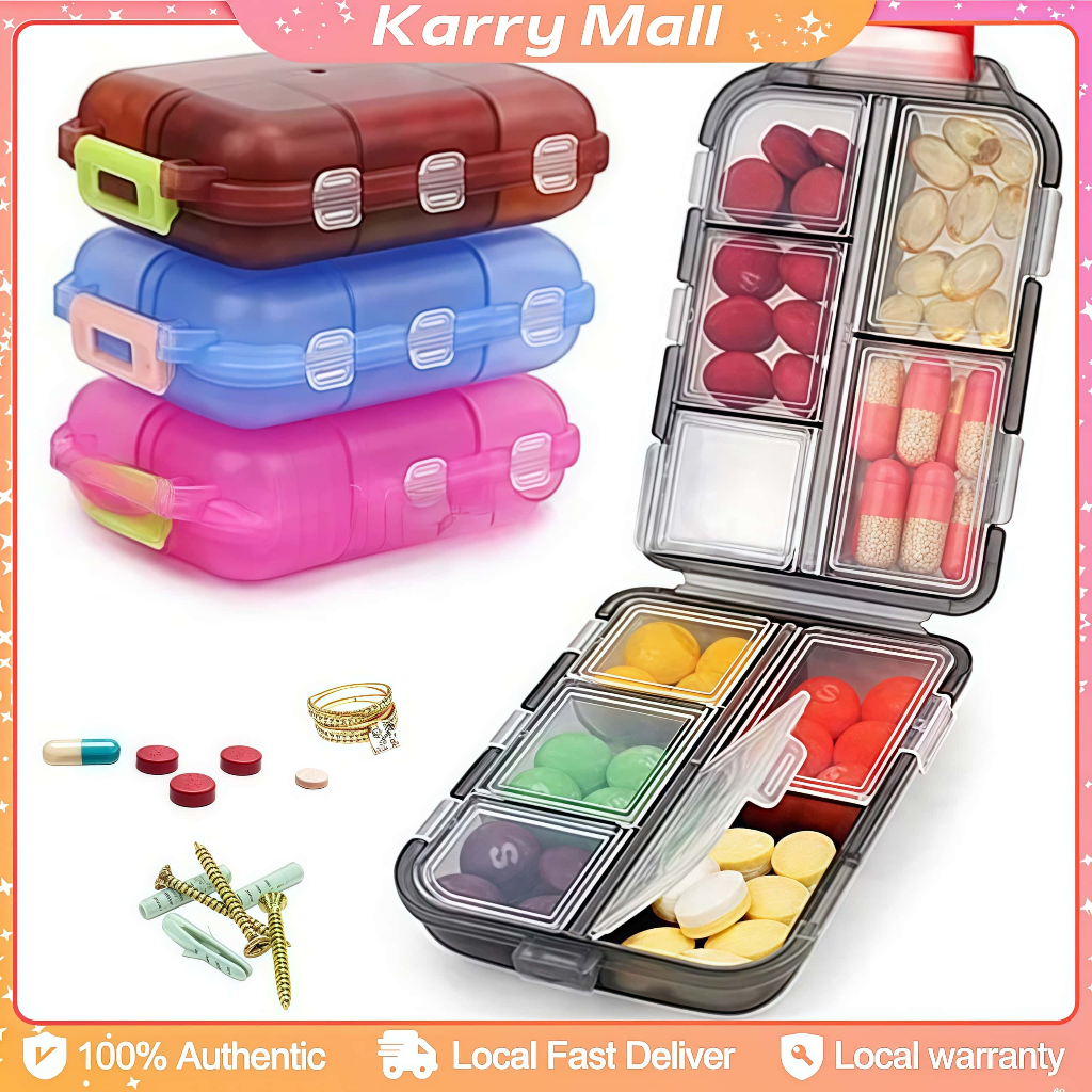 10 Grid Moisture Proof Medicine Storage Organizer Case Box Portable ...