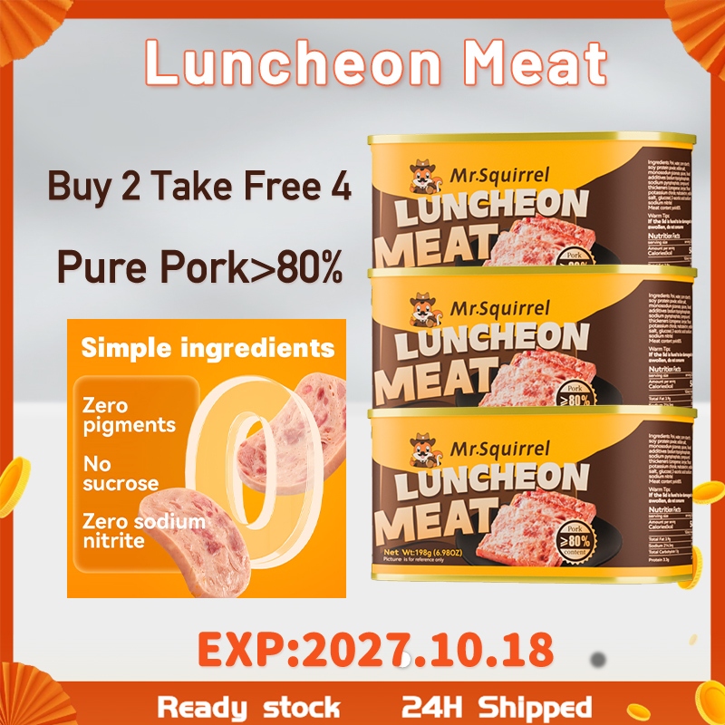 12pcs 198g luncheon meat buy 6 get 6 pure pork luncheon meat lower-salt ...