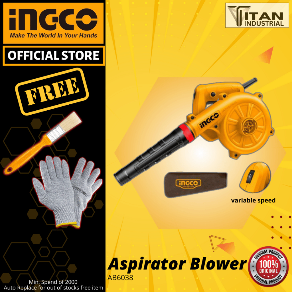 INGCO Aspirator Blower 650watts w/ variable speed AB6038 • Tm ss ...