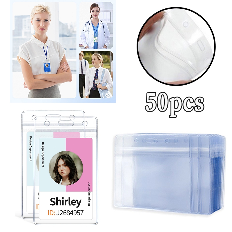50Pcs Transparent Plastic ID Case Waterproof PVC Card Holder | Shopee ...