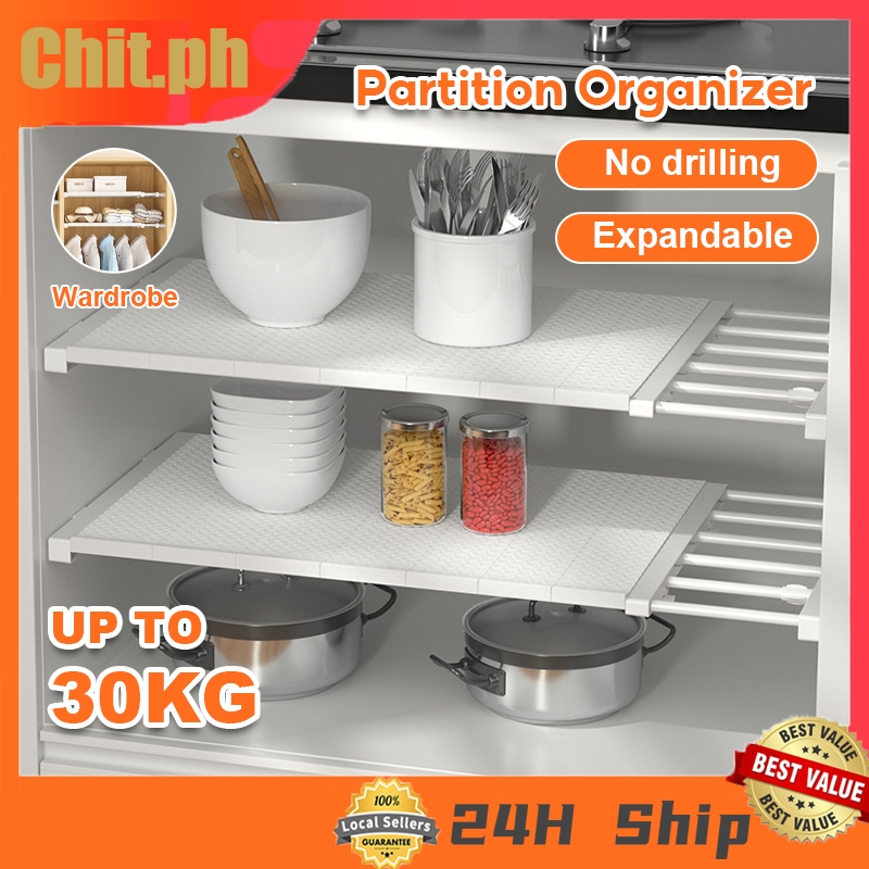 CHIT Wardrobe Divider Adjustable Closet Holder Kitchen Board Rack Space ...