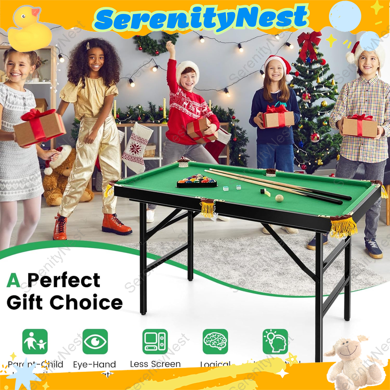 SerenityNest Mini Wooden Billiard Table Adjustable Pool Table Compact ...