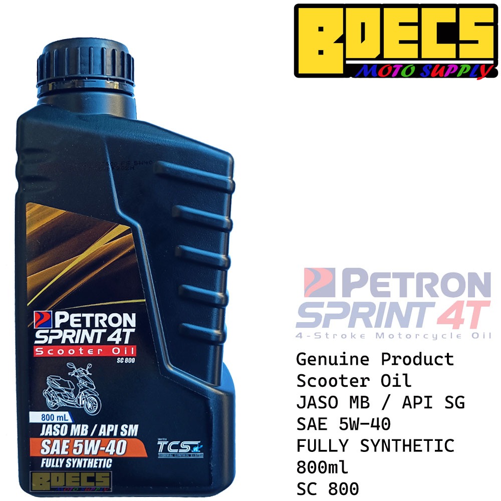 Petron Genuine Engine Oil Scooter Oil SC 800 SAE 5W-40 Fully Synthetic ...