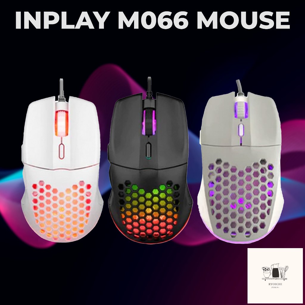 INPLAY M066 COLORFUL LED LIGHT MOUSE Gaming Mouse GRAY/WHITE Suitable ...