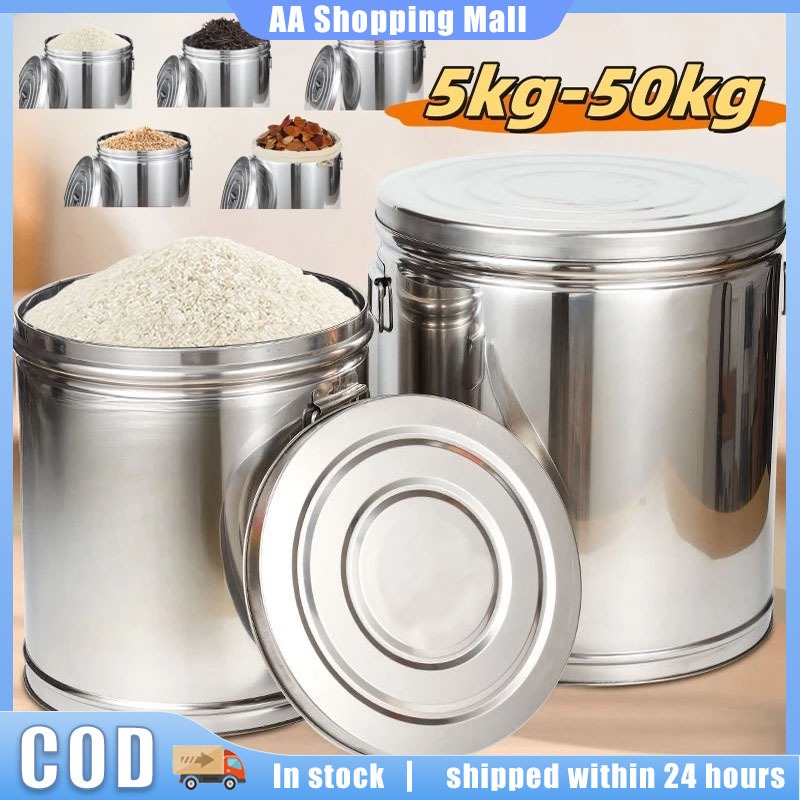 304 Stainless Rice Dispenser Food Containers Storage Insect-Proof Large ...