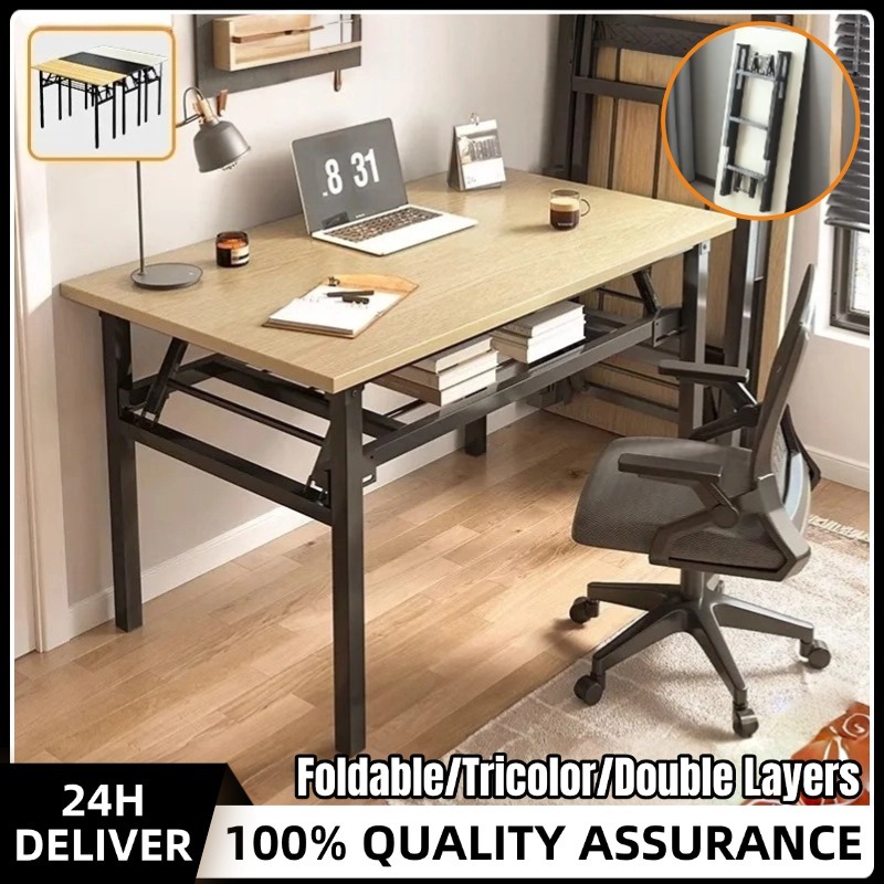Portable Foldable Table Desk Double Layer Dining Computer Desk Study ...
