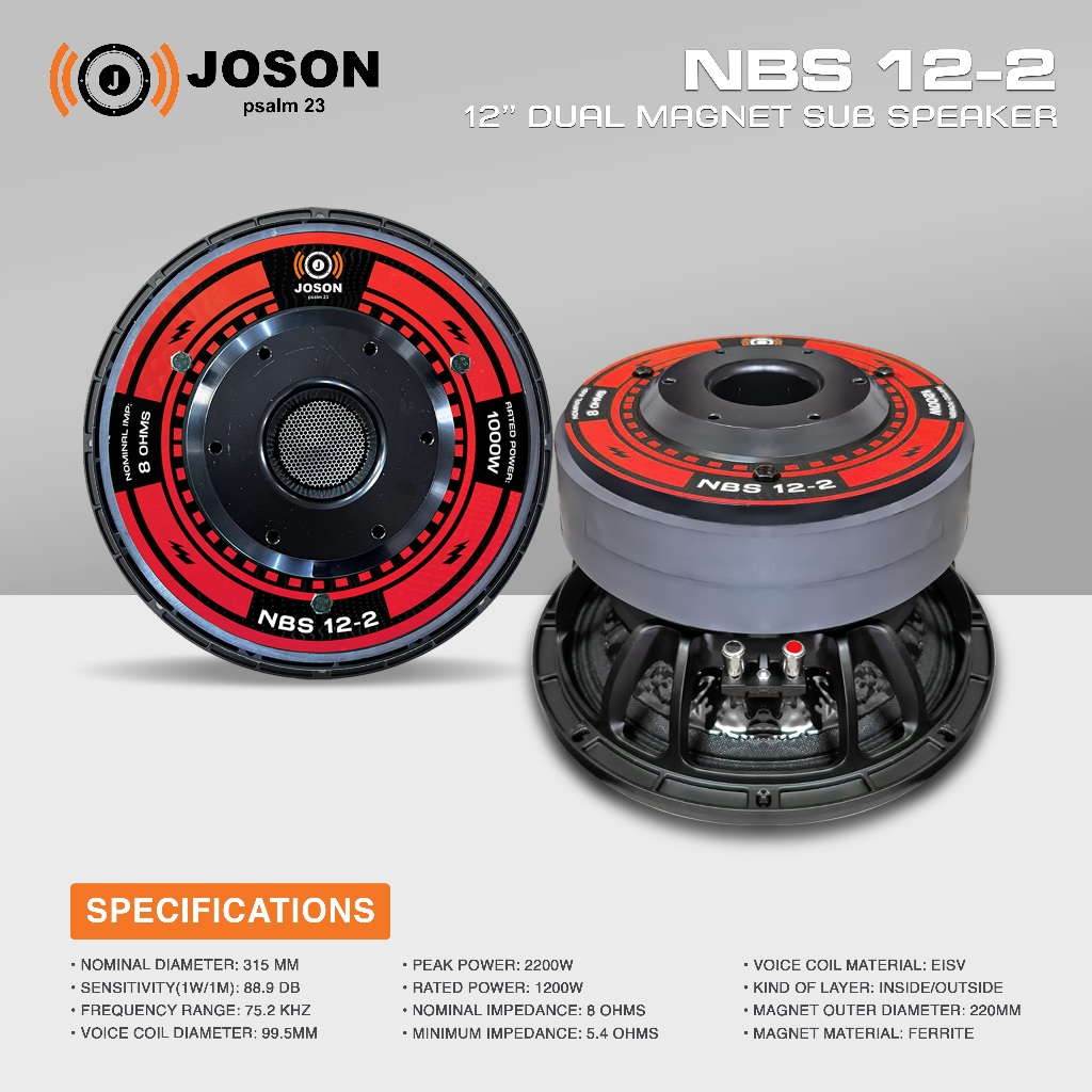 Joson NBS 12-2 Dual Magnet Sub Speaker (1 Pc) | Shopee Philippines