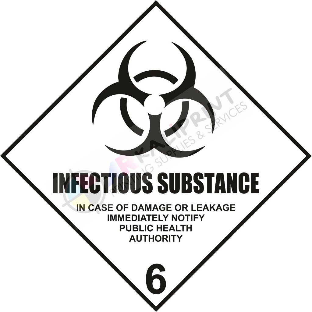 INFECTIOUS SUBSTANCE 6 (Hazard Sticker Decal) Label Quality Materials ...