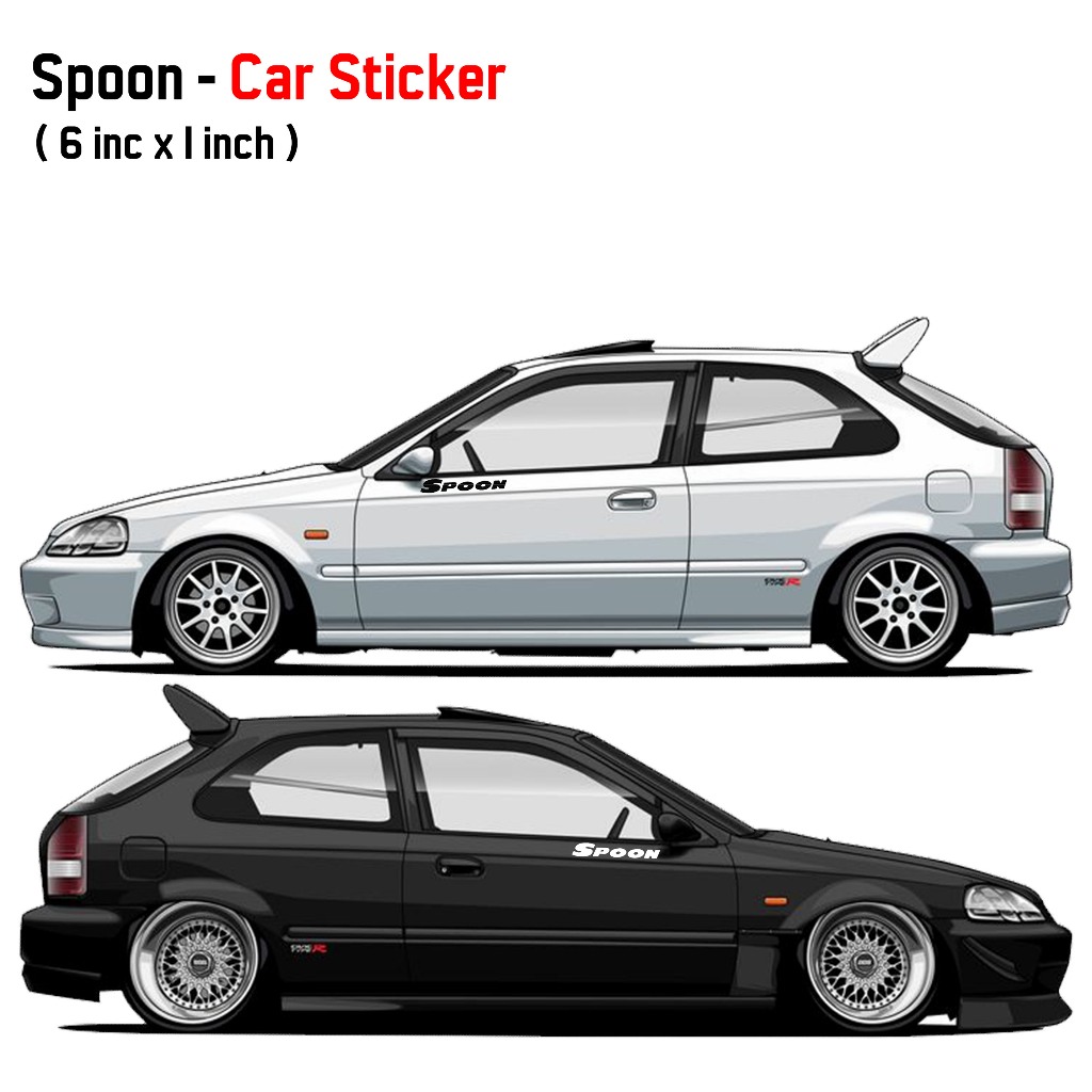 Spoon Sports Side Door Sticker Rear Mirror Inspired Car Decals | Shopee ...