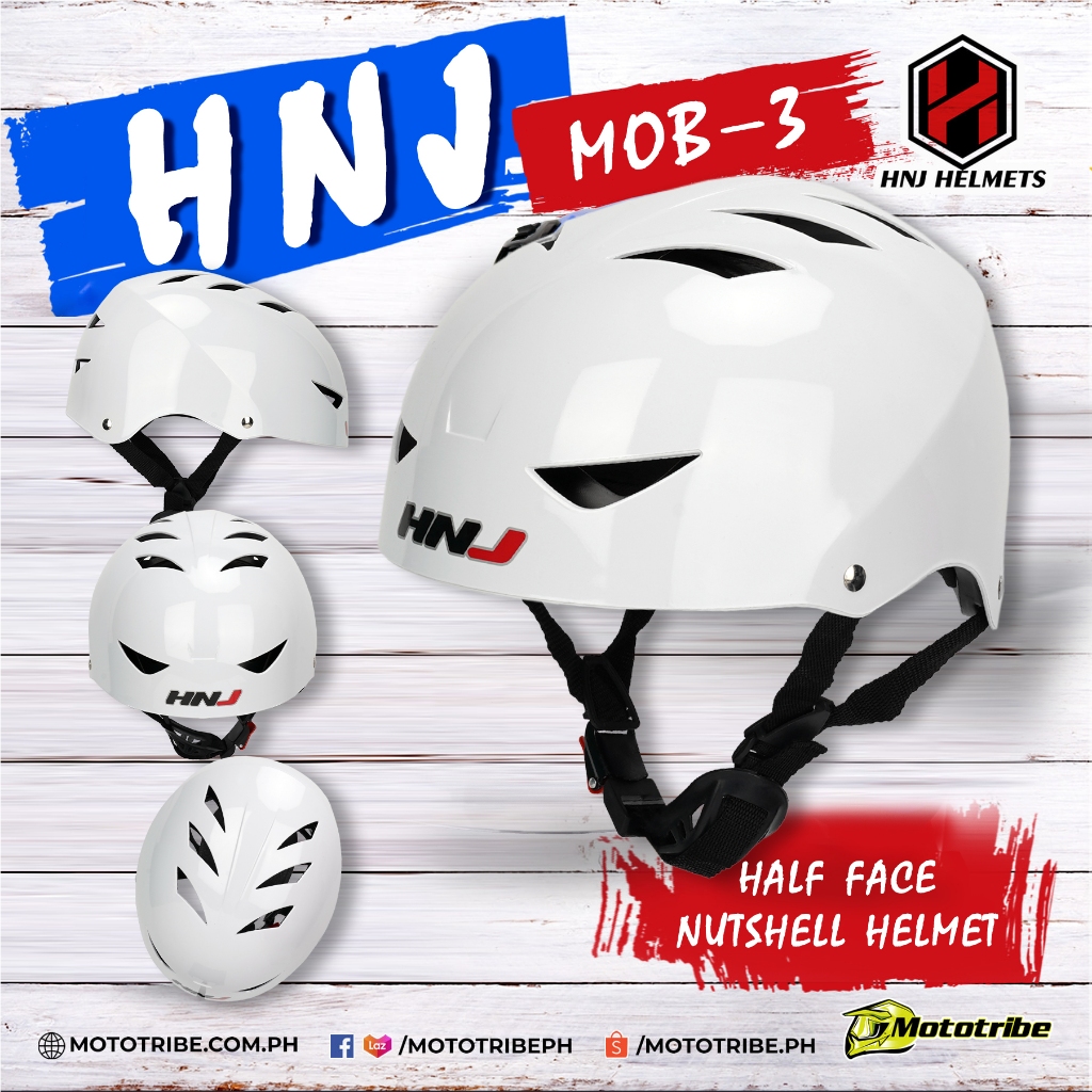 HNJ Mob-3 Plain Motorcycle/Bike Nutshell Open Face Helmet | Shopee ...