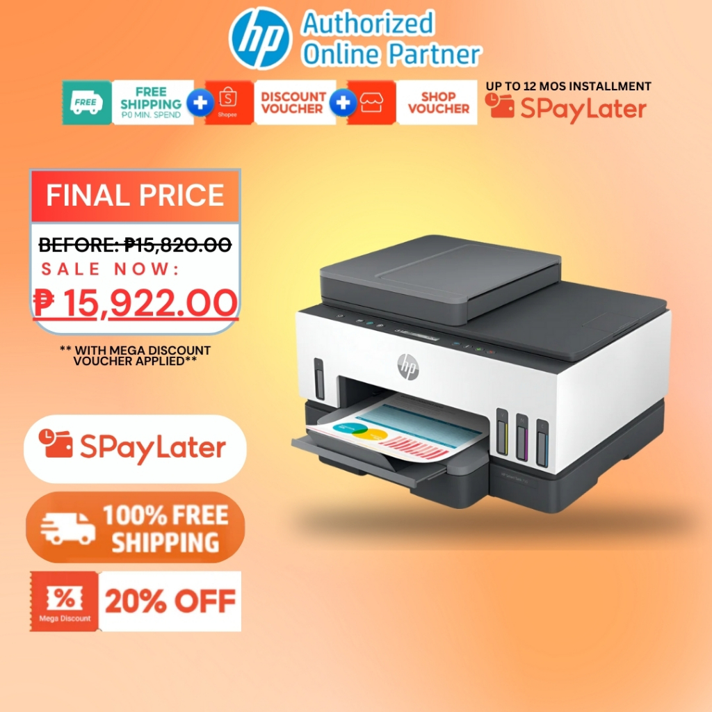 HP Smart Ink Tank 750 A4 Color Printer All in One Printer, Scanner, Copy, Fax, ADF | Shopee ...
