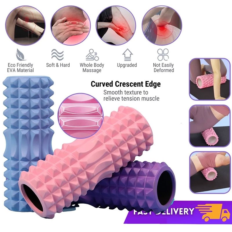 【READY STOCK】Yoga Roller Long 30cm Pilates/ Eva Foam Roller Backpain ...