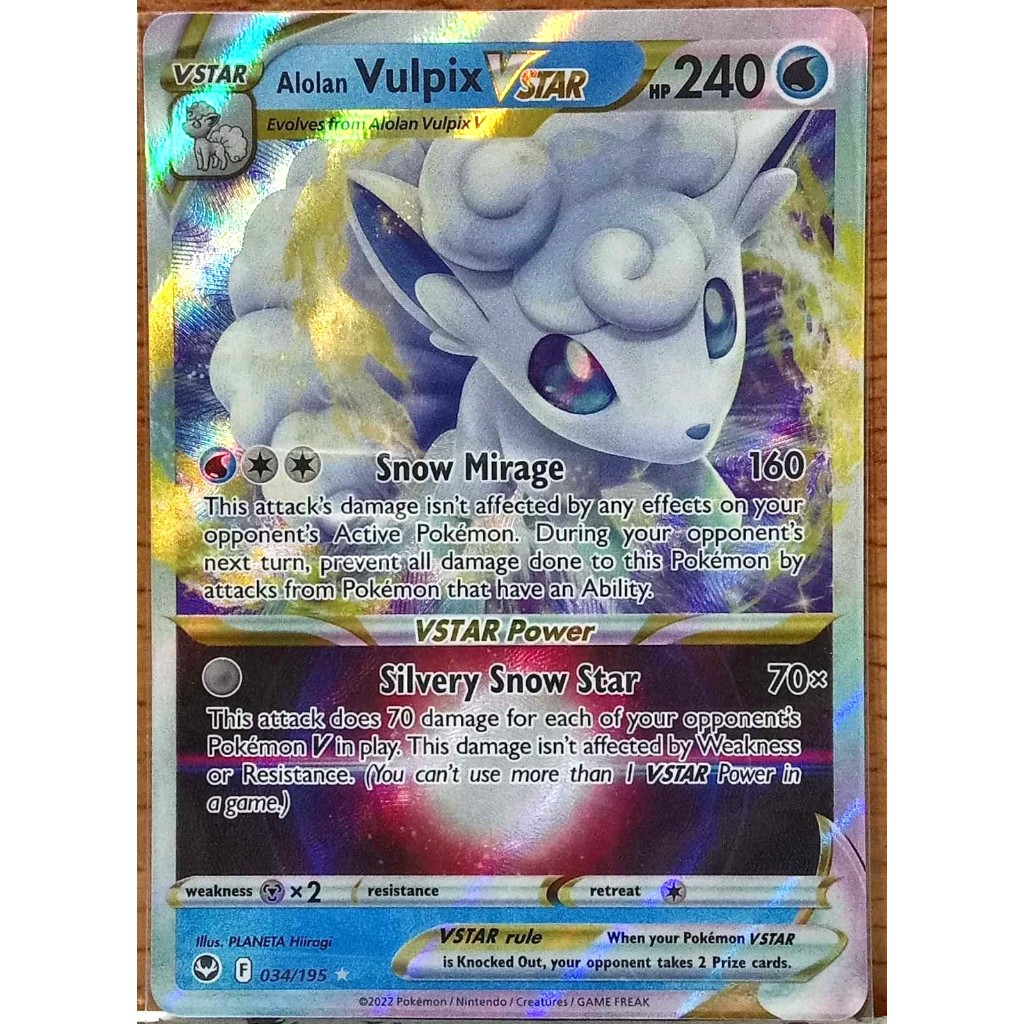 ALOLAN VULPIX VSTAR 034/195 Ultra Rare Sword & Shield: Silver Tempest Pokemon TCG | Shopee ...