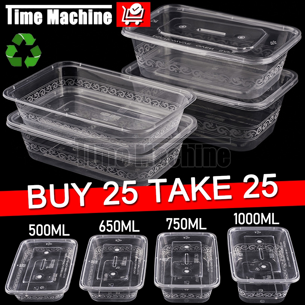 Disposable Plastic Food Container 500 650 750 1000ML Rectangle ...