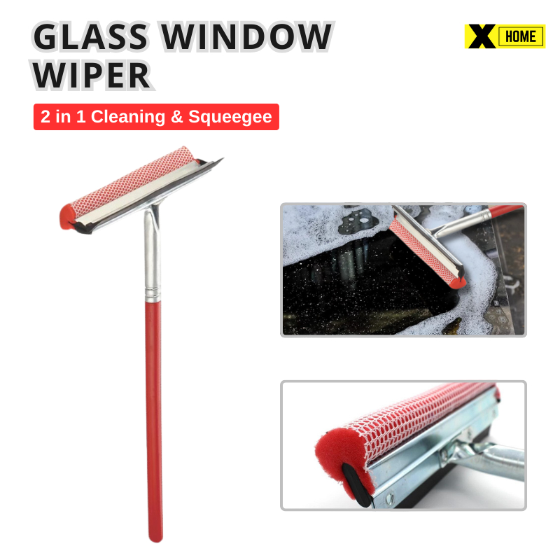 Glass Window Wiper With Wood Handle Red- Wiper Multifunctional Silicone ...