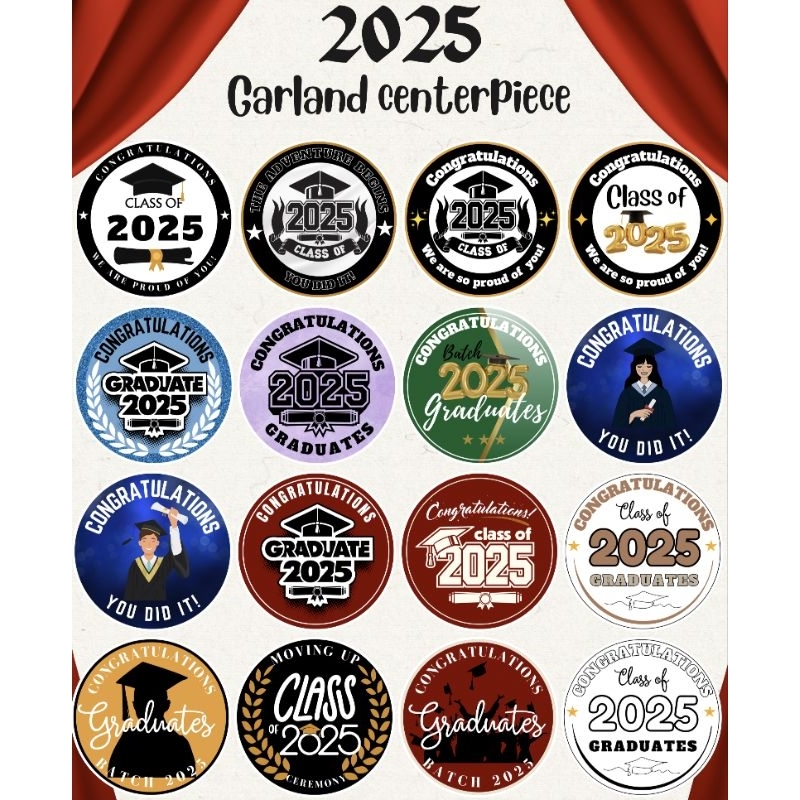 GARLAND LIE CENTERPIECE for 2025 graduation cut 2.5 & 2inch ribbon ...