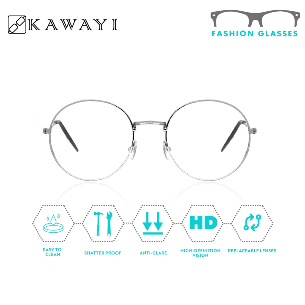 Classic Round Retro Glasses for Women Men Circle Clear Lens Metal Frame ...