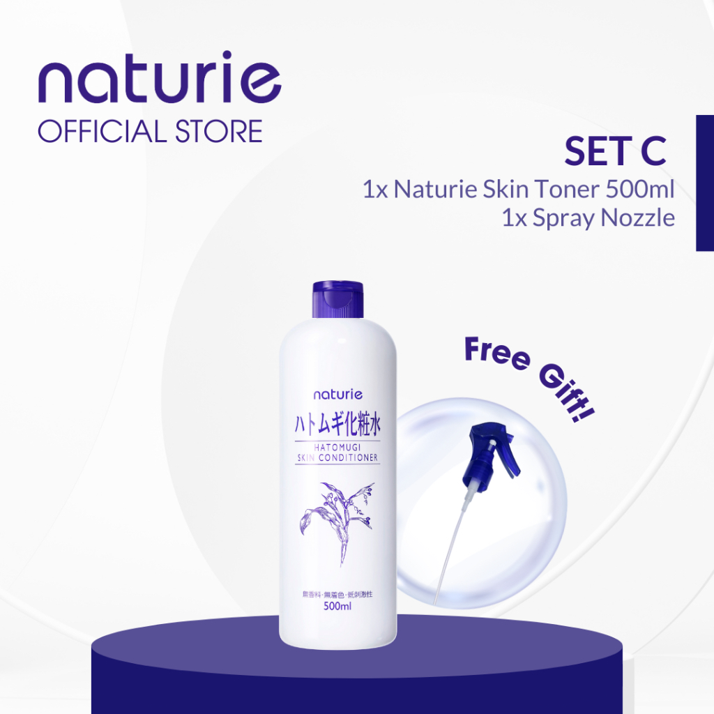 One (1) Naturie Hatomugi Skin Toner 500ml with FREE One (1) Spray ...