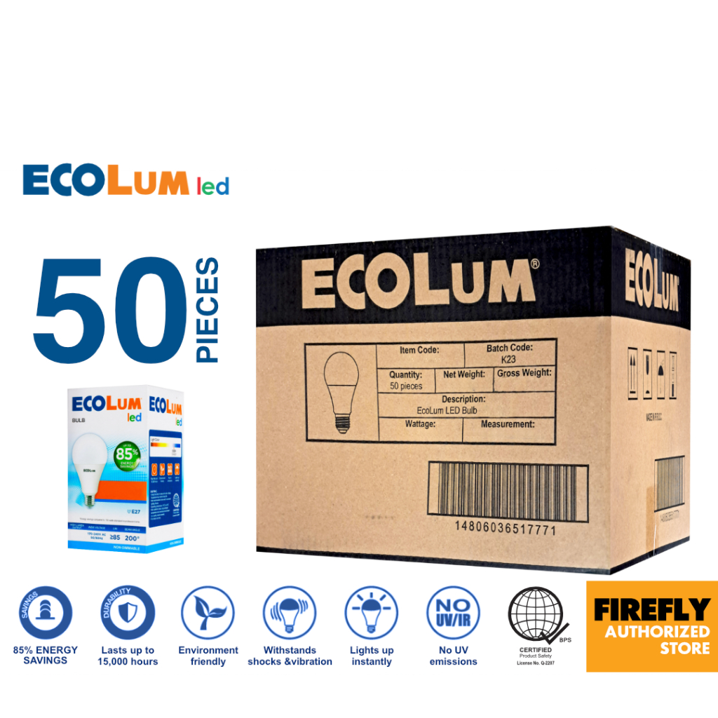 50pcs or 1 Box Firefly Ecolum LED Light Bulb Lamp | Shopee Philippines